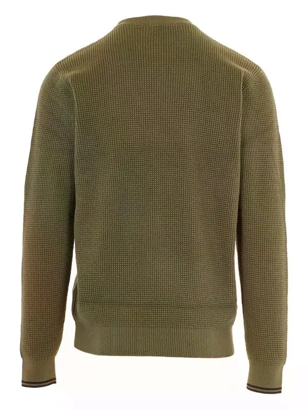 Fred Perry Textured-knit Logo-detail Sweater - Green
