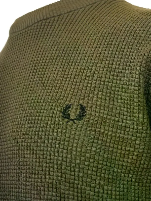 Fred Perry Textured-knit Logo-detail Sweater - Green