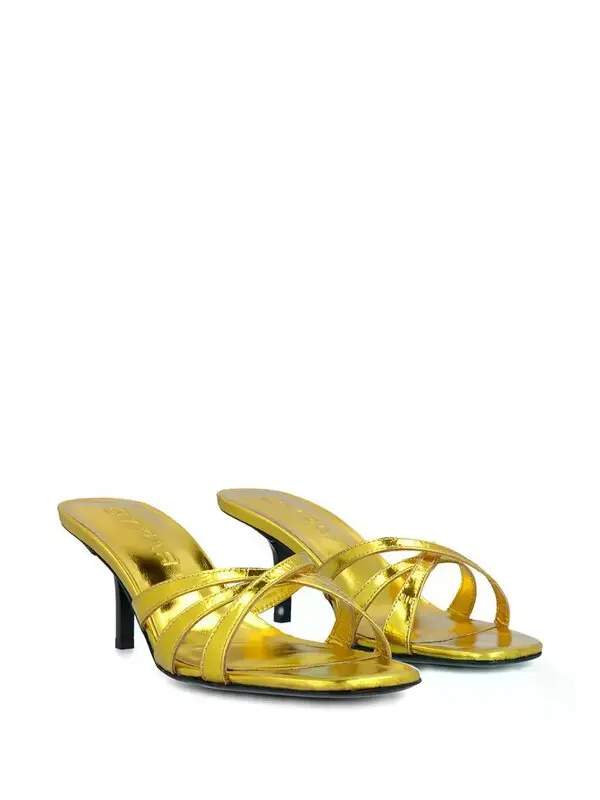 By Far 70mm Julie Leather Sandals - Gold