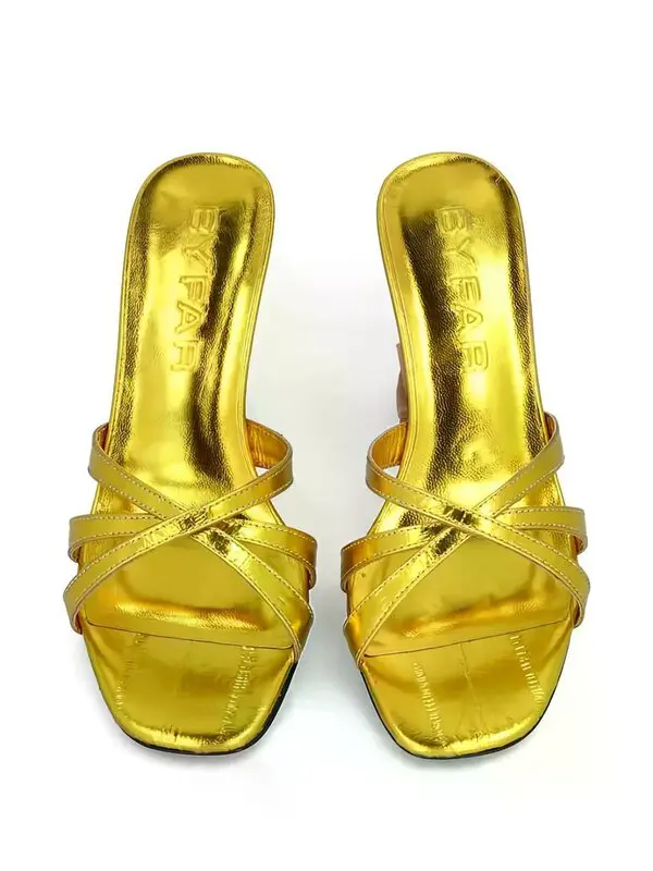 By Far 70mm Julie Leather Sandals - Gold