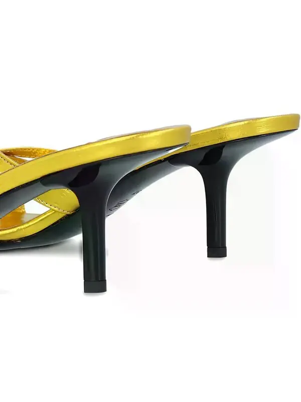 By Far 70mm Julie Leather Sandals - Gold