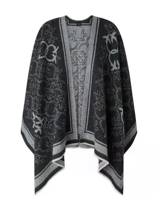 Pinko Love Birds Wool Poncho - Black