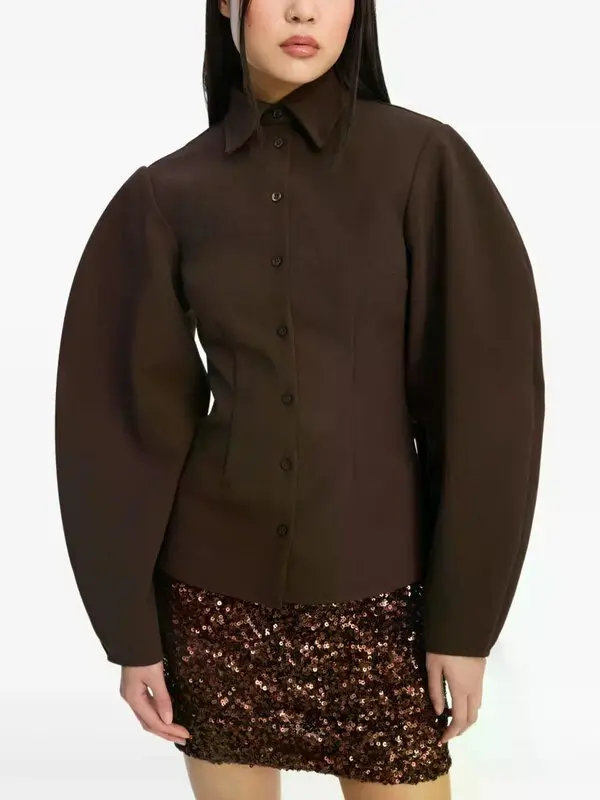 ROTATE BY BIRGER CHRISTENSEN Puff-sleeve Button-down Shirt