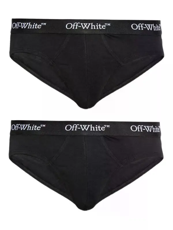 Off-White Logo-waistband Cotton Briefs - Black