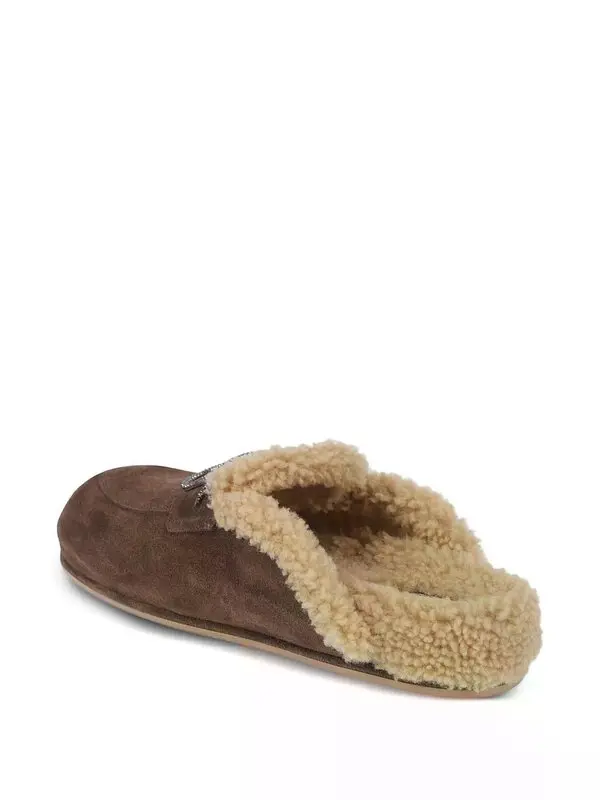 Rene Caovilla Shearling-lining Slippers - Brown