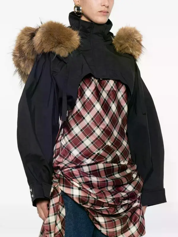 GANNI Fur-trimmed Jacket - Black