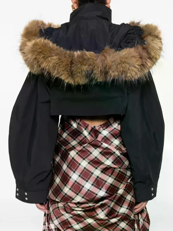 GANNI Fur-trimmed Jacket - Black