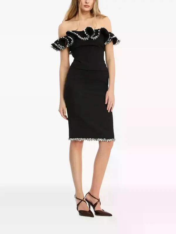 ROTATE BY BIRGER CHRISTENSEN Off-shoulder Embellished Ruffle Top