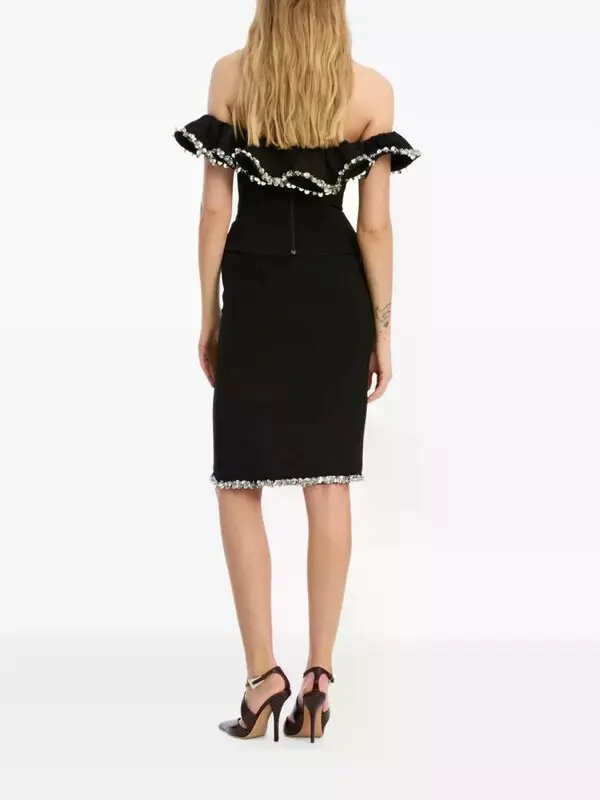 ROTATE BY BIRGER CHRISTENSEN Off-shoulder Embellished Ruffle Top