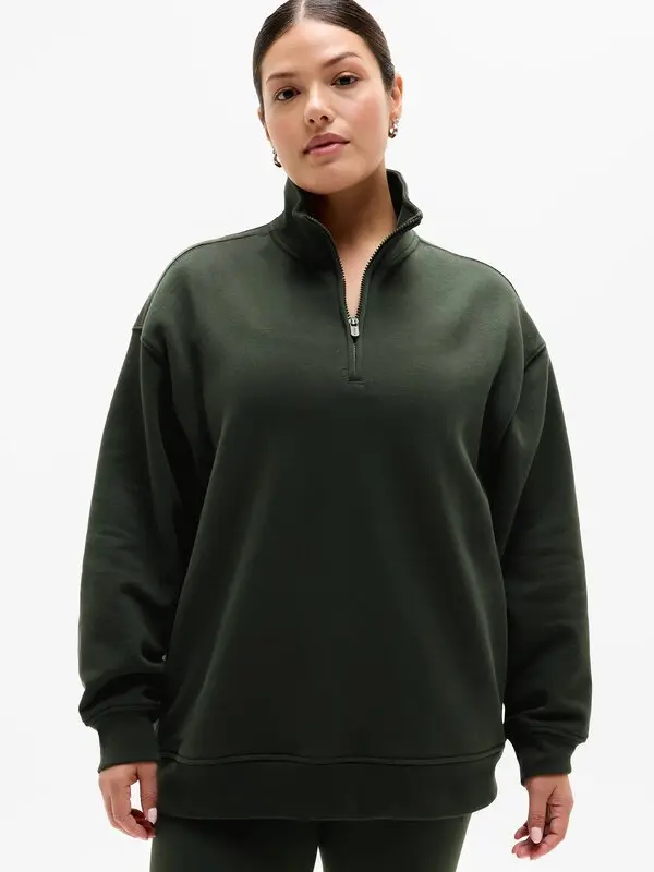 Athleta Forever Fleece 1/4 Zip Sweatshirt - Elm