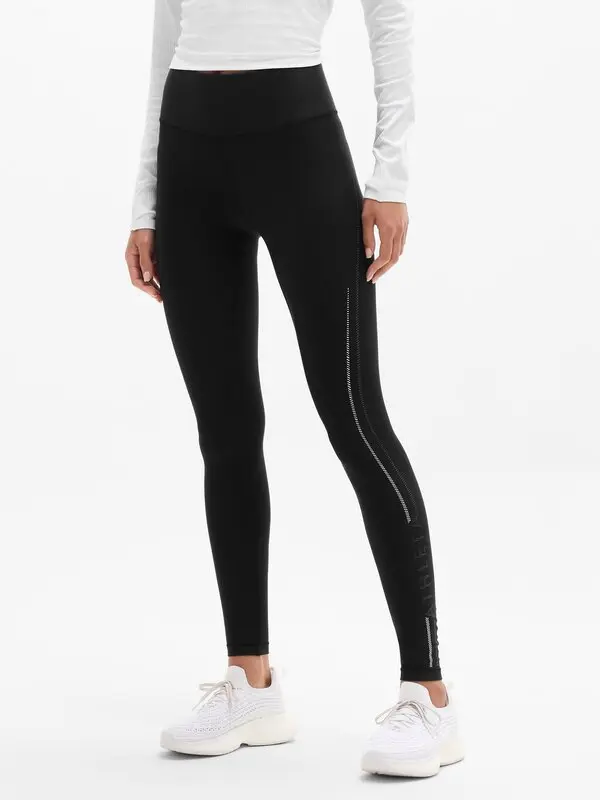 Athleta Interval High Rise Wordmark Legging - Black Logo