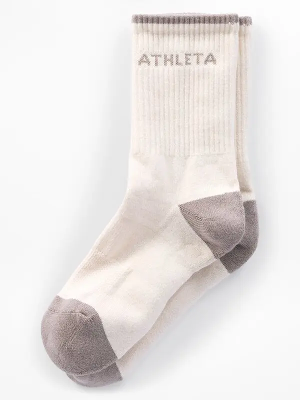 Athleta Everyday Crew Socks - Pelican Cream/mortar Mushroom