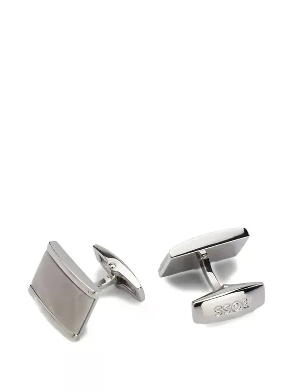 BOSS Marble Cufflinks - Silver