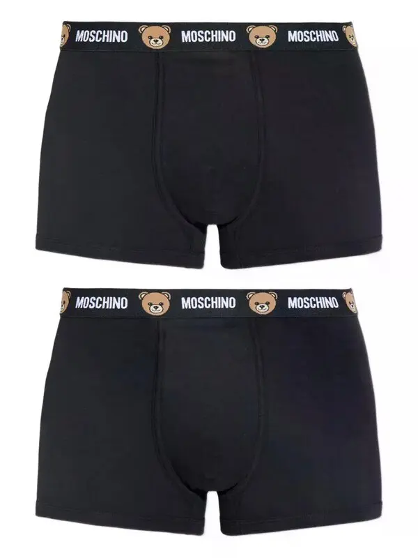 Moschino Logo Teddy-detail Cotton Boxers - Black