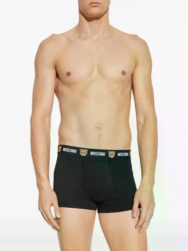 Moschino Logo Teddy-detail Cotton Boxers - Black
