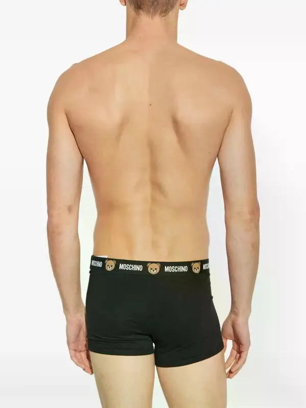 Moschino Logo Teddy-detail Cotton Boxers - Black