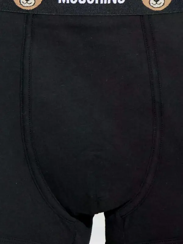 Moschino Logo Teddy-detail Cotton Boxers - Black
