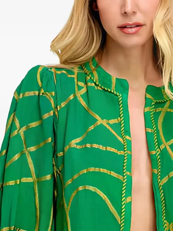 PEARL & CAVIAR Zakar Shrug Jacket With Gathered Sleeves And Scalloped Hem