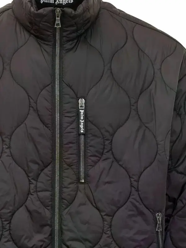 Palm Angels Quilted Jacket With Curved Logo