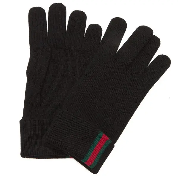 Gucci Web Trimmed Gloves - Black