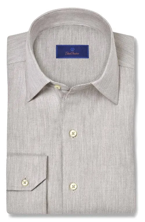 David Donahue Cotton & Cashmere Solid Sport Shirt - Pearl