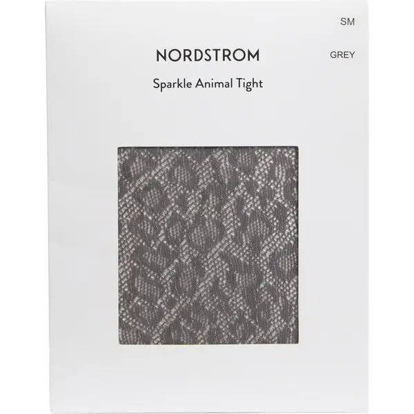 Nordstrom Animal Print Mesh Tights - Grey Thunderstorm