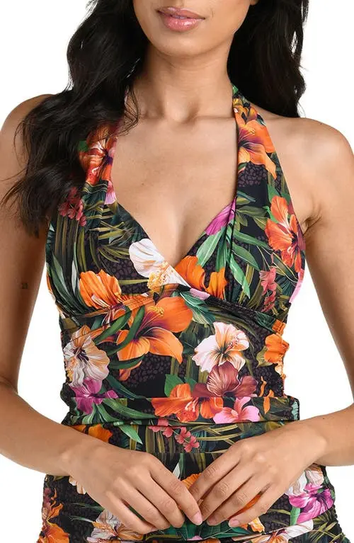 La Blanca Tropical Halter Tankini - Tropical Multi