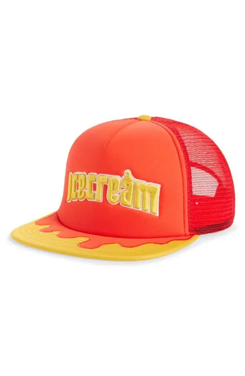 ICECREAM Drippy Trucker Hat - Fiery Red