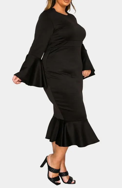 L I V D Sabrina Long Sleeve Mermaid Dress - Black