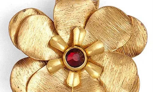 Deepa Gurnani Jemena Flower Stud Earrings - Ruby