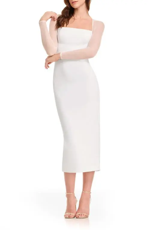 Dress The Population Maxine Long Sleeve Midi Dress - White