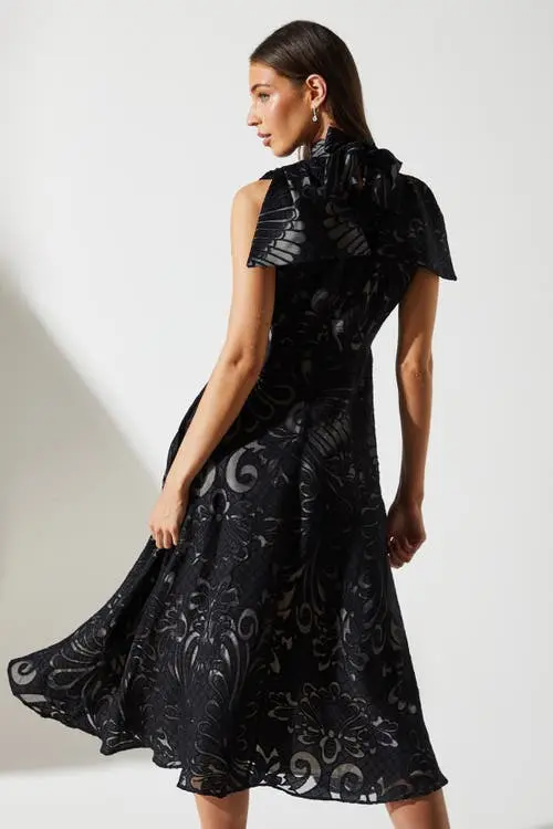 Coast Bow Sleeve Jacquard Midi Dress