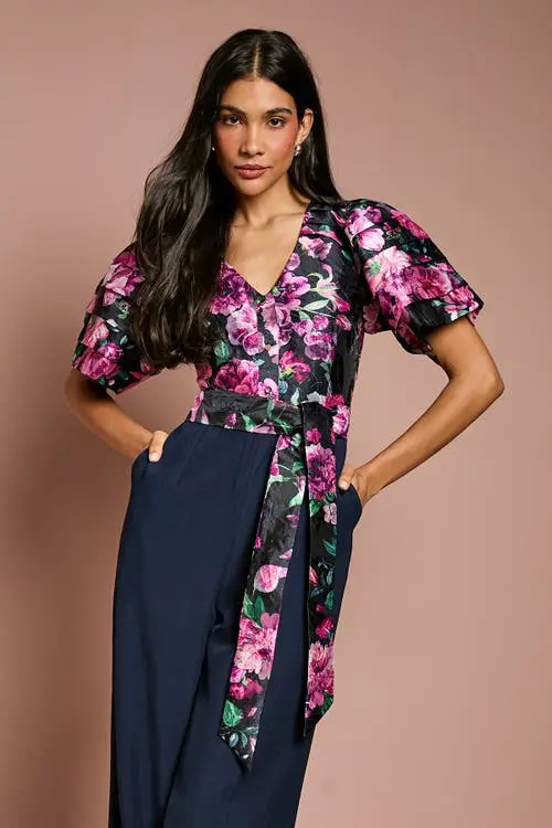 Coast Printed Tiered Sleeve Organza Jumpsuit