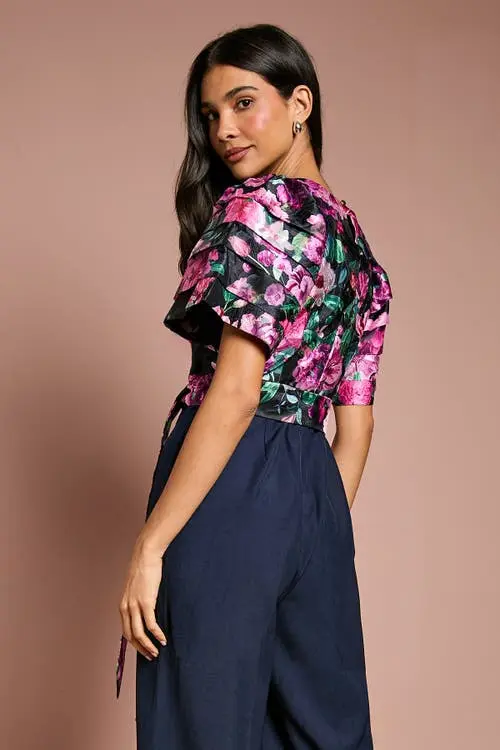 Coast Printed Tiered Sleeve Organza Jumpsuit