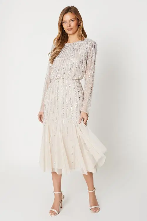 Coast Sequin Long Sleeve Midi Dress