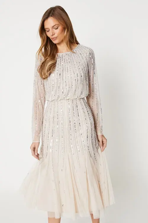 Coast Sequin Long Sleeve Midi Dress