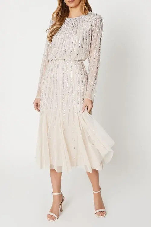 Coast Sequin Long Sleeve Midi Dress