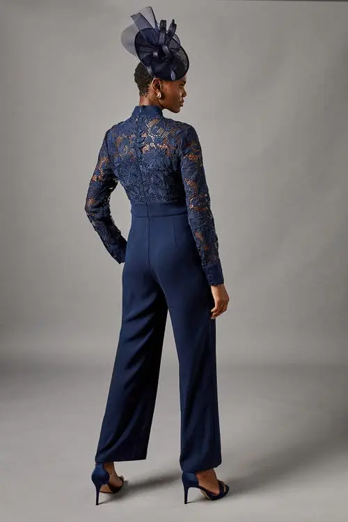Coast Lace Tie Neck Wide Leg Jumpsuit