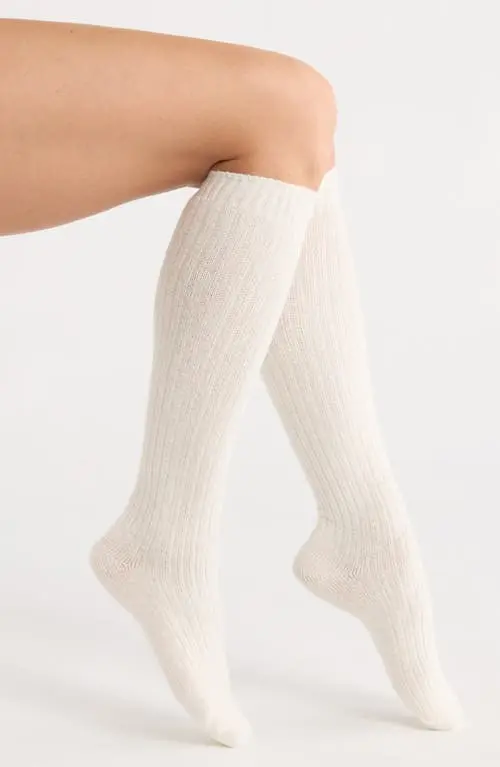 Nordstrom Ribbed Knee-high Socks - Ivory Tofu