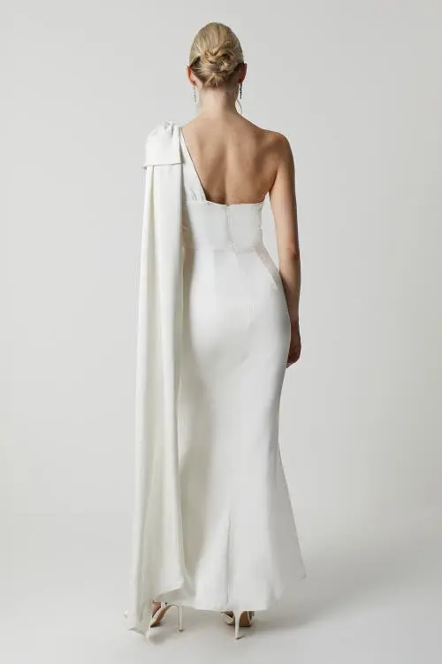 Coast One-shoulder Satin Column Gown With Bow Detail