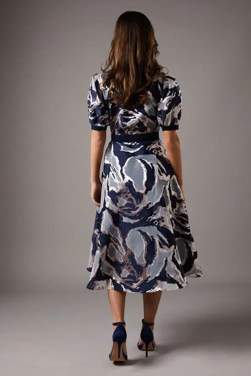 Coast Short Sleeve Jacquard Midi Shirt Dress