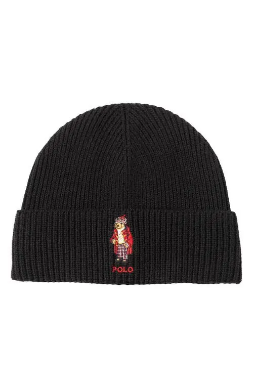 Ralph Lauren Holiday Bear Beanie - Polo Black