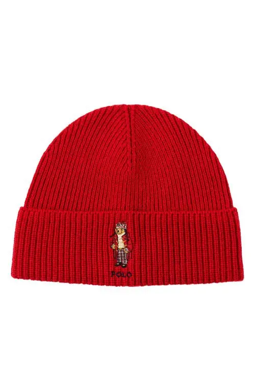 Ralph Lauren Holiday Bear Beanie - Red