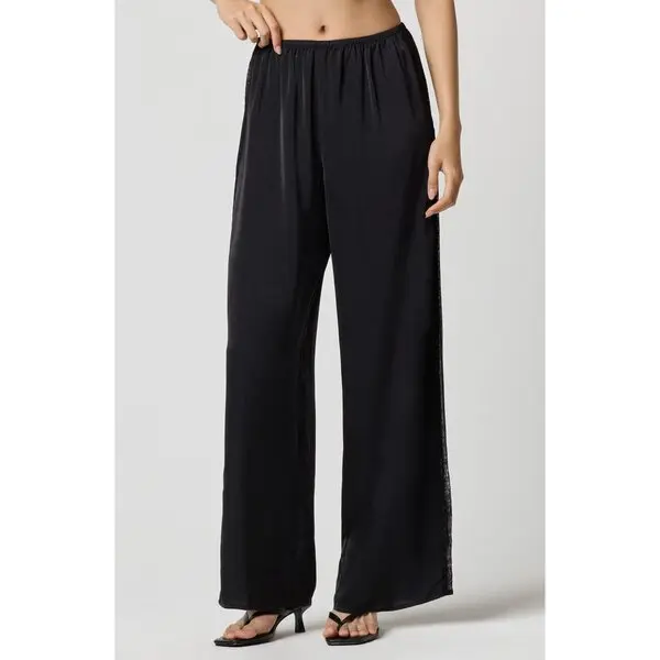 FLORENCE BY MILLS Silky Satin Sleep Pants - Black