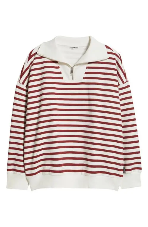 Brooklyn Industries Stripe Half-zip Cotton Sweatshirt