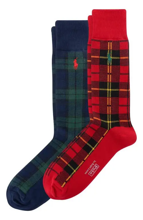 Ralph Lauren Assorted Tartan Crew Socks 2-pack - Red