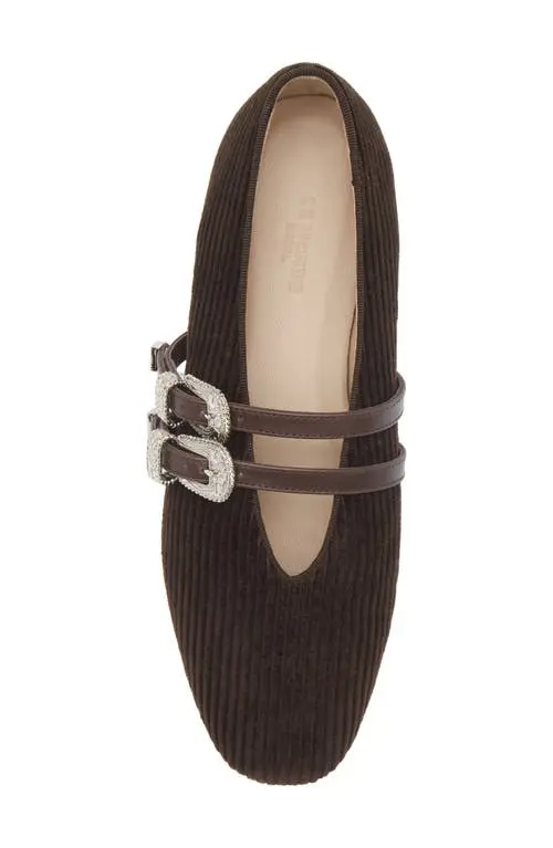 Le Monde Beryl Claudia Corduroy Mary Jane Flat - Chocolate
