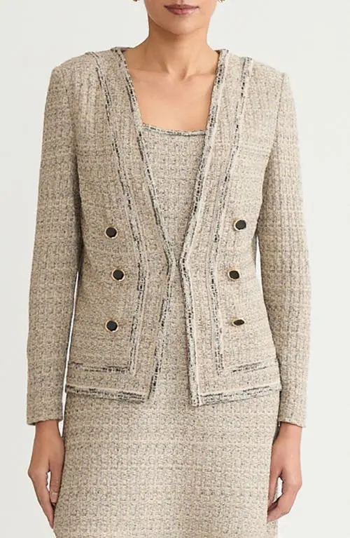 Ming Wang Shimmer Tweed Knit Jacket