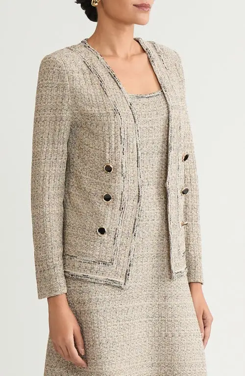 Ming Wang Shimmer Tweed Knit Jacket