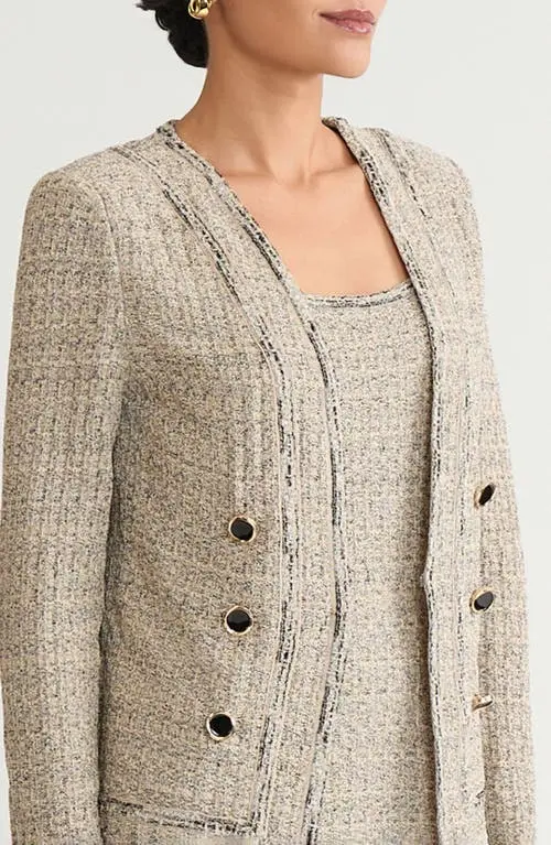Ming Wang Shimmer Tweed Knit Jacket